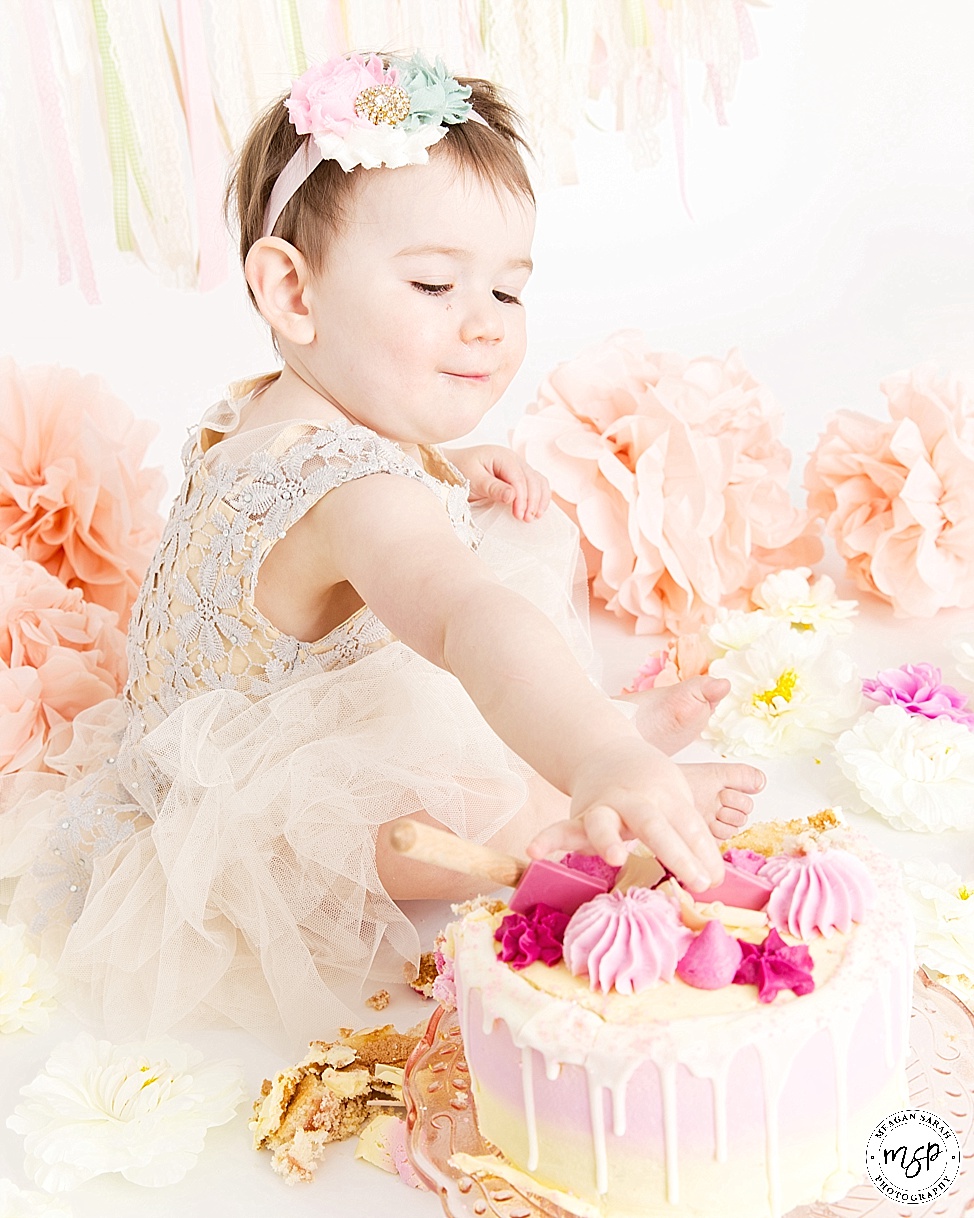 A very delicate Cake Smash of 2 Year old Sienna | Meagan Sarah Photography